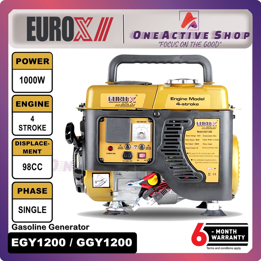 EUROPOWER GASOLINE GENERATOR 1000W - 4 STROKE ENGINE EGY1200 / GGY1200 ...