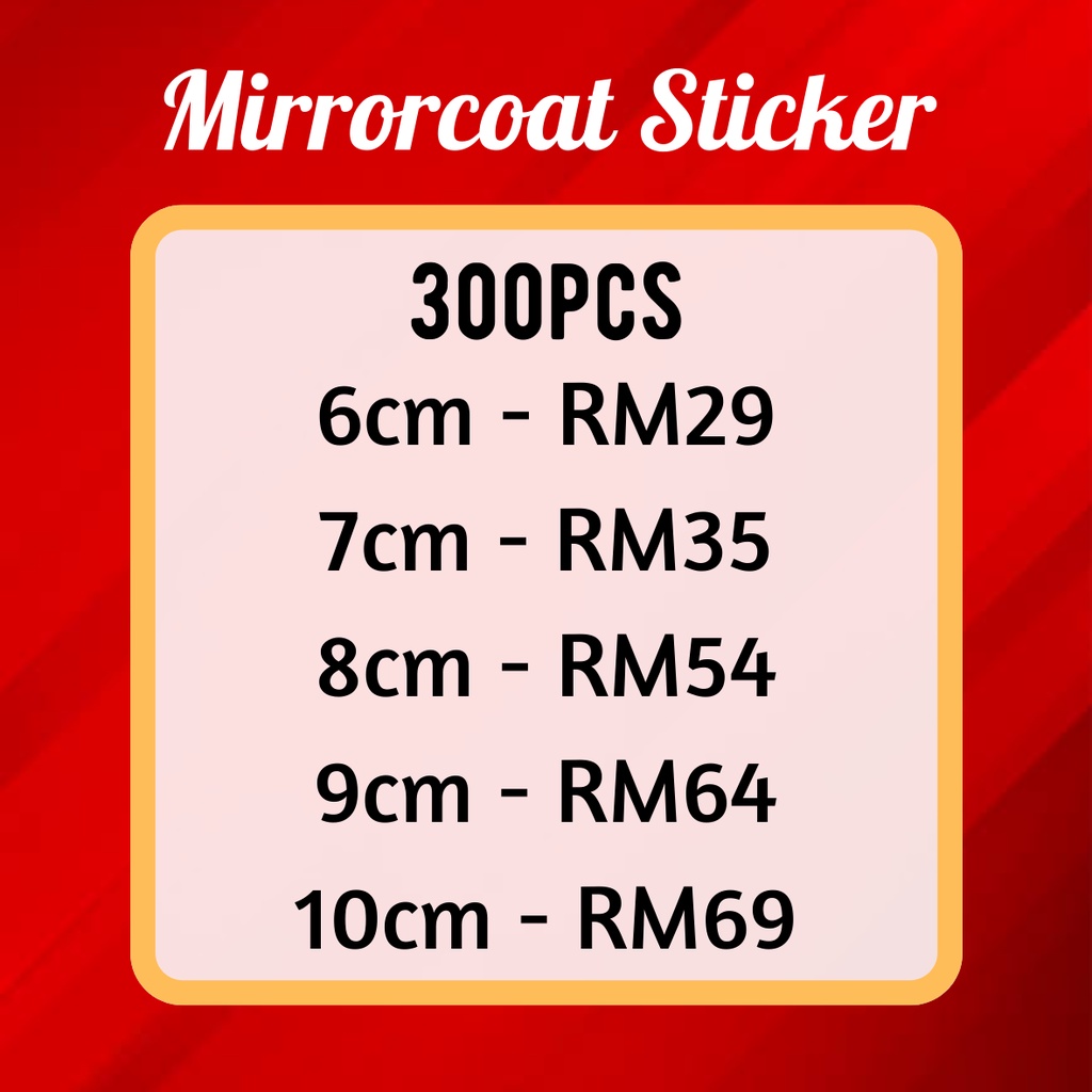 Custom Mirrorcoat Sticker Label Printing 6cm - 10cm 300pcs/500pcs ...