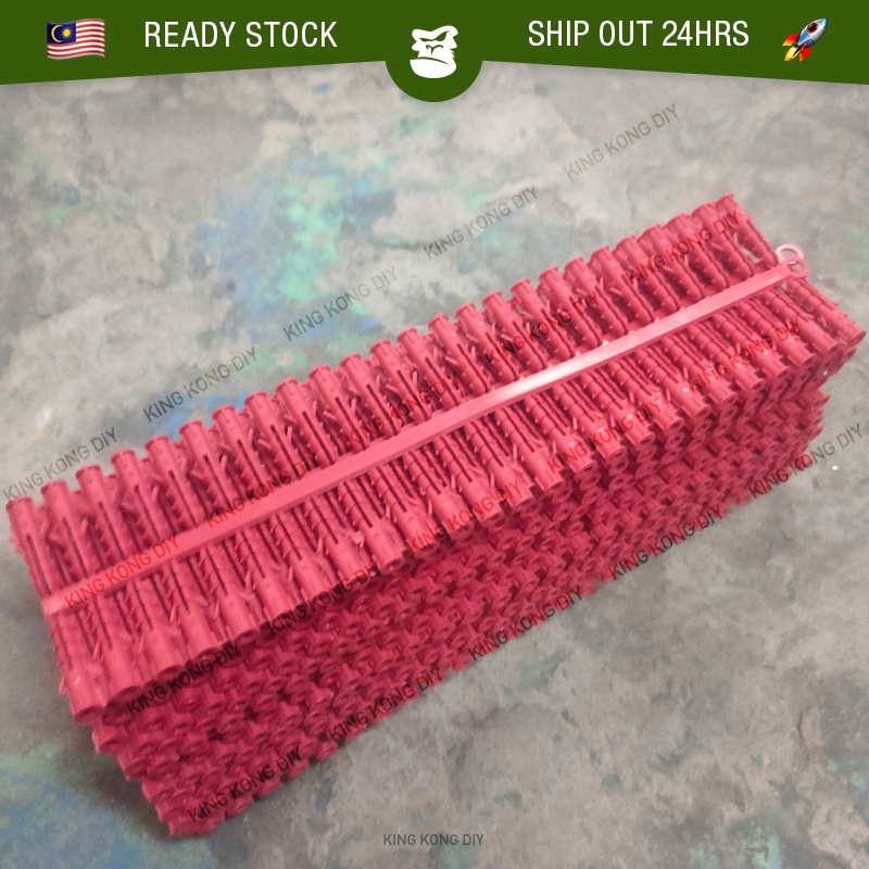 [1000 PCS] 6MM PVC Wall Plug Red 20 Cards Plastik Dinding Skru Paku ...