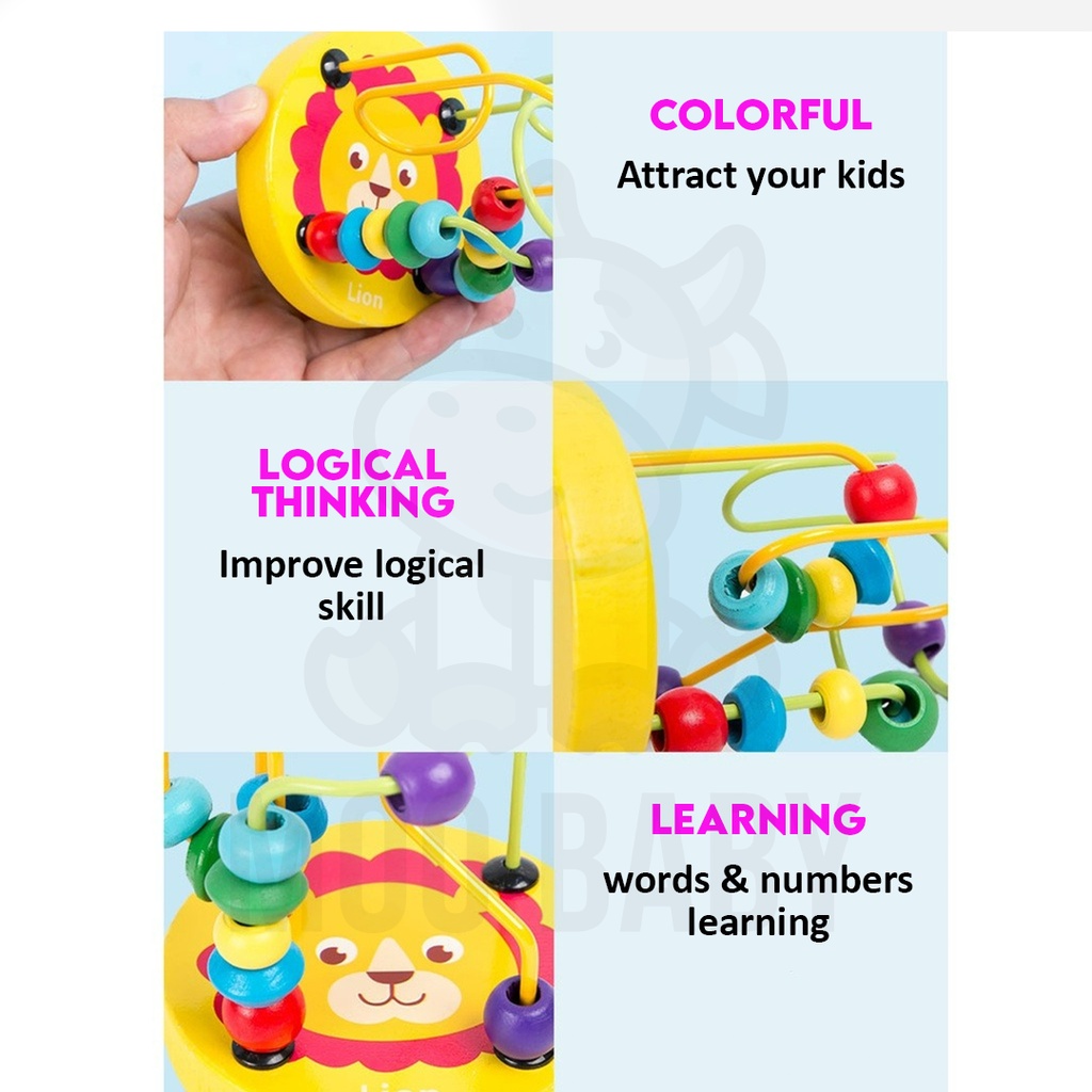 Moo Baby Toy Mini Around Beads Wooden Toys Montessori Educational Toys ...