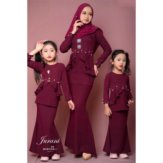 (BACA T&C) KURUNG JURANI SET IBU ANAK DK MAROON SLIM FIT | Shopee Malaysia