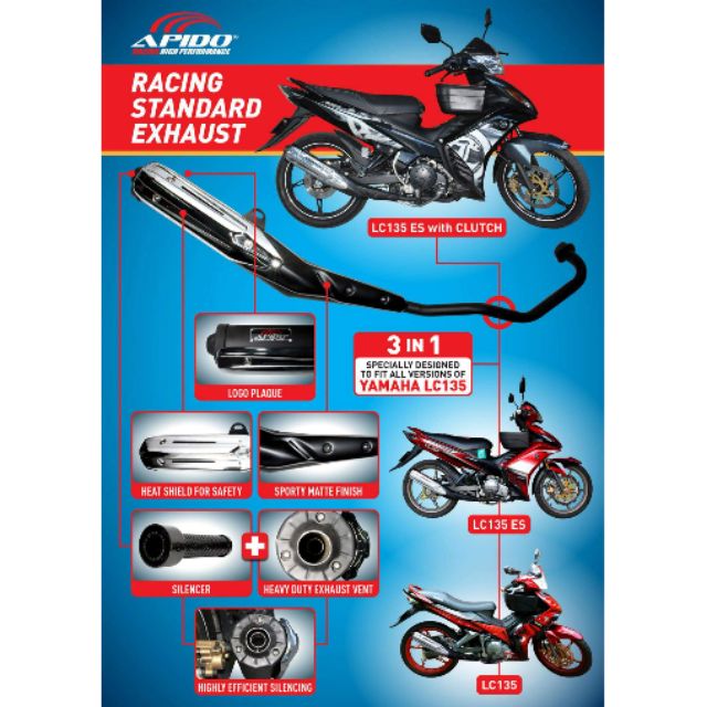 Yamaha Lc135 v1-v6 apido racing ekzos cutting standard(bunyi perang ...