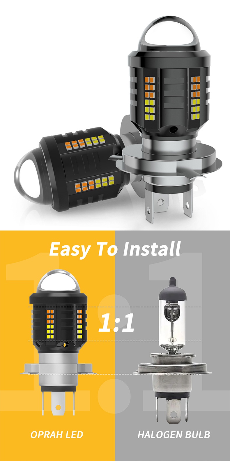 1PC Super Bright H4 Motorcycle LED Headlight H6 T19 P15D BA20D Bulb Far Near Light Projection ...