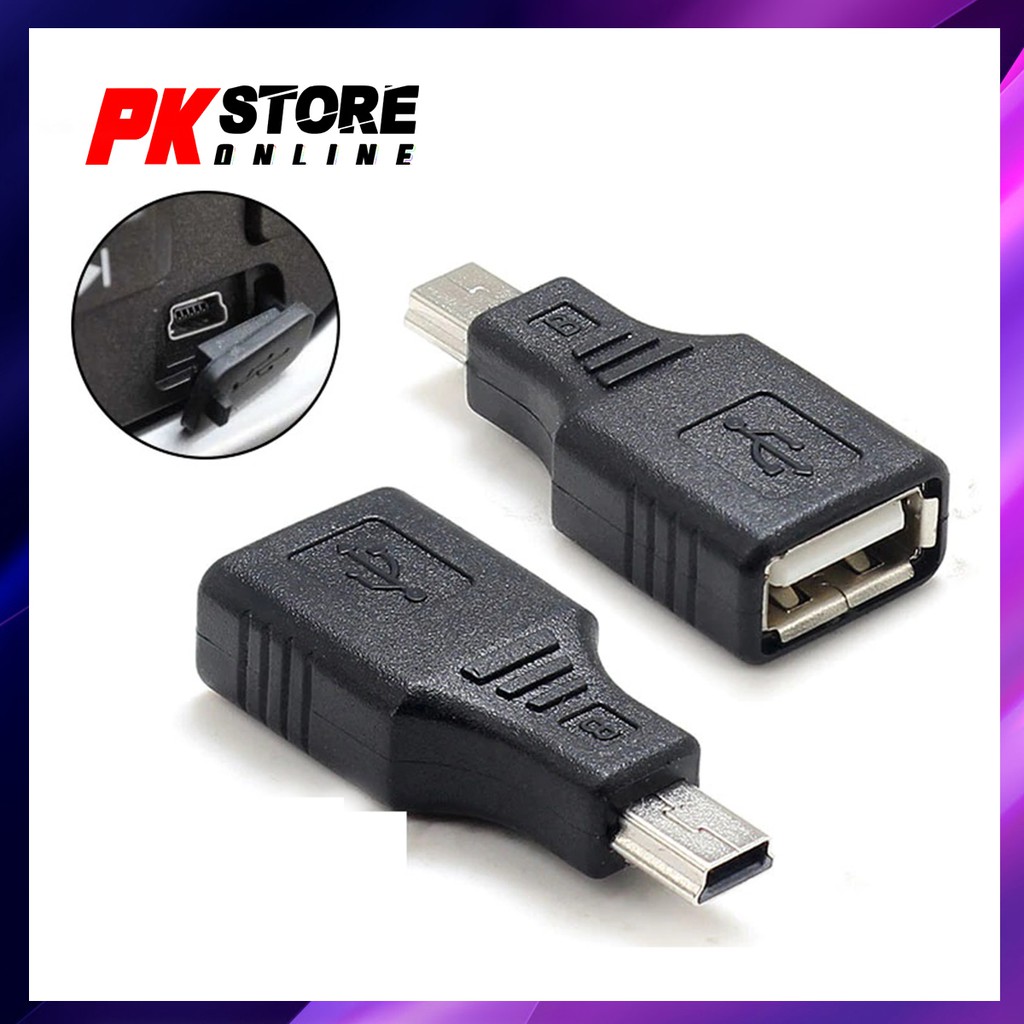 USB A MALE TO MINI USB B 5 PIN FEMALE ADAPTER CONVERTER F/M | Shopee ...