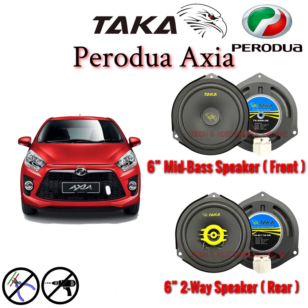 TAKA PERODUA Plug & Play OEM Speaker 2-WAY and MIDBASS Suitable for ...
