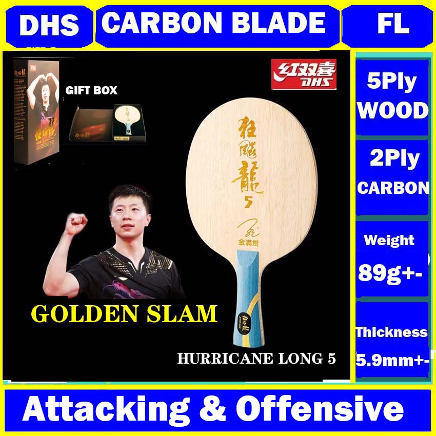 DHS GOLD SLAM HURRICANE LONG 5 SPECIAL BLADE TANLE TENNIS BAT PING PONG ...