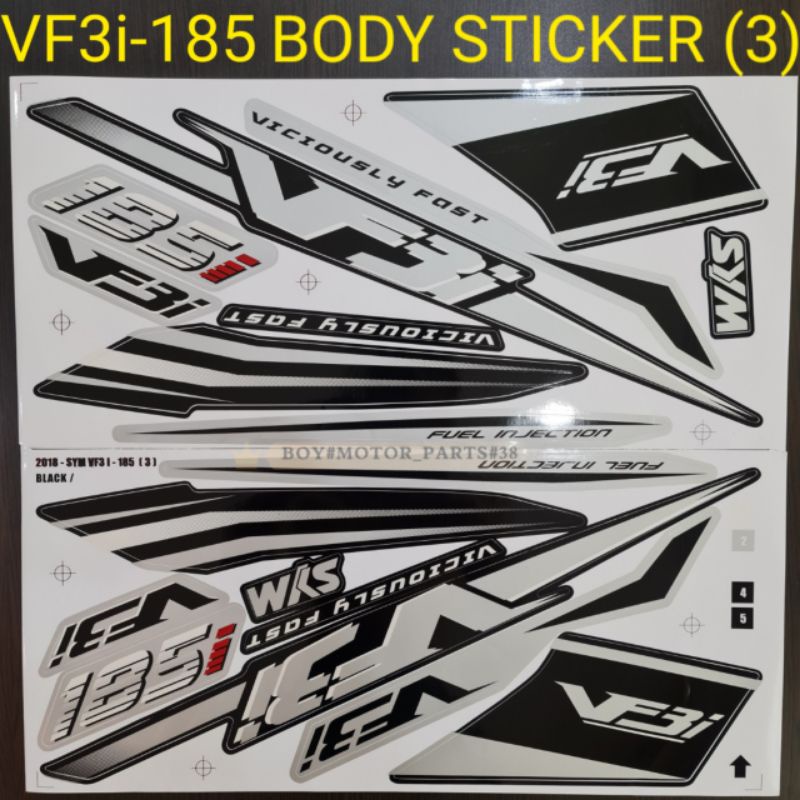 SYM VF3I 185 2018 ( 3 ) BODY COVER STRIPE STICKER | Shopee Malaysia