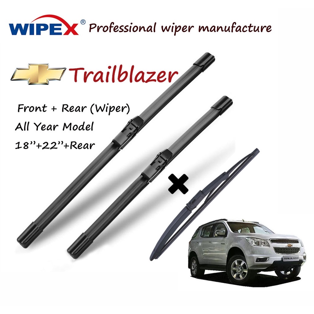 (wipex Quality)Chevrolet Trailblazer 18+22+12G Wiper Blade Set (Front ...