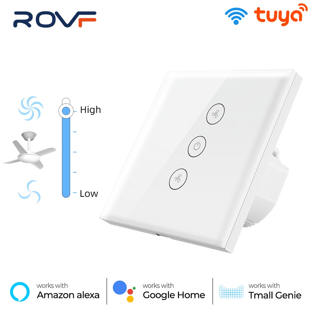 ROVF WIFI Touch Fan Wall Switch Blue LED EU & UK Universal Smart Home ...