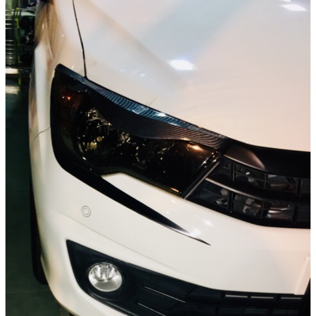 Perodua bezza headlamp eyelid cover carbon crazy cool easy install long ...