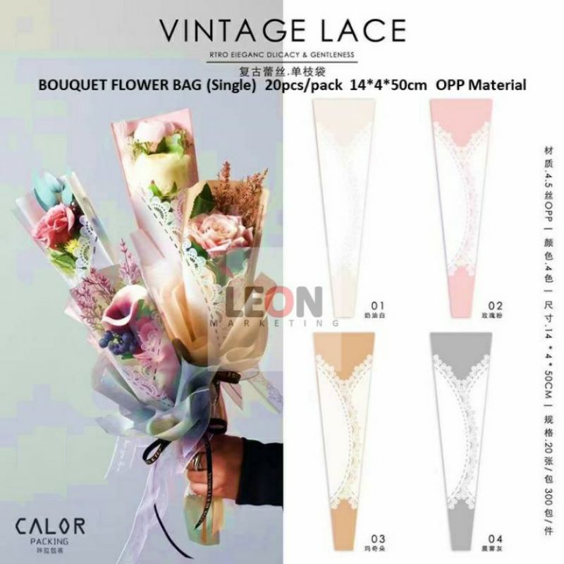 20pcs&50pcs/pack Bouquet Flower Bag (Single) OPP Material. Kertas Bunga ...