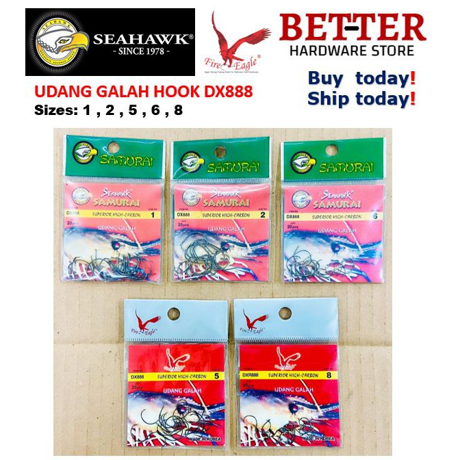 🔥LAST STOCK🔥 Fire Eagle / Seahawk Samurai UDANG GALAH HOOK DX888 Mata ...