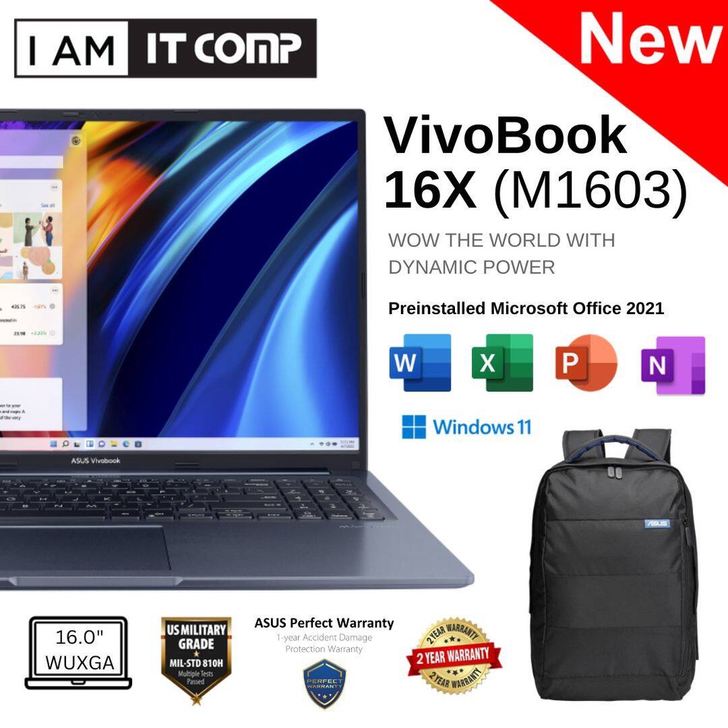 ASUS Vivobook 16X (M1603QA) Ryzen 5/8GB/512GB SSD/16" WUXGA/Radeon Vega ...