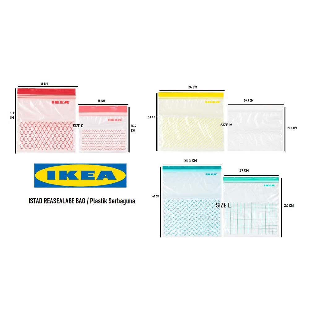 IKEA ISTAD / BEKOSTA RESEALABLE DOUBLE ZIPLOCK PLASTIC BAG / PLASTIK ...