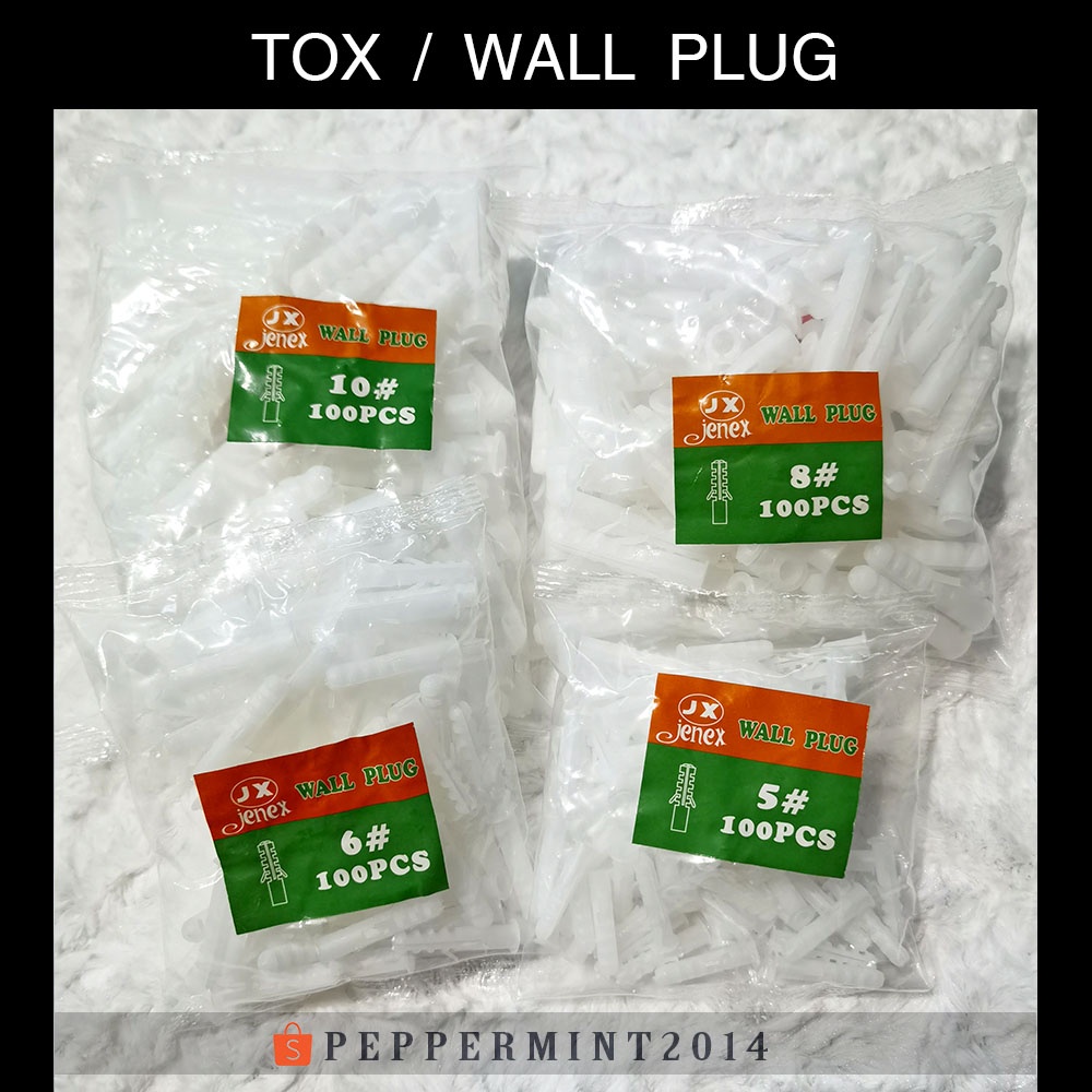 Tox Wall Plug 100pc per pack without Screw White Plastic Drill Hanging ...