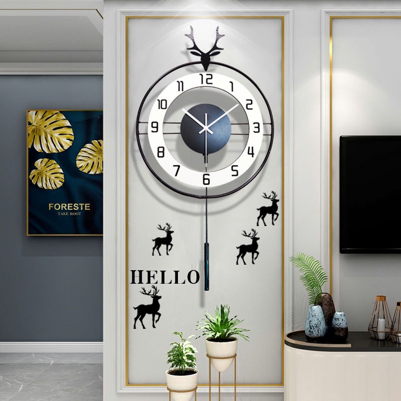 Nordic LED Light Luxury Deer Head Digital Wall Clock For Living Room ...