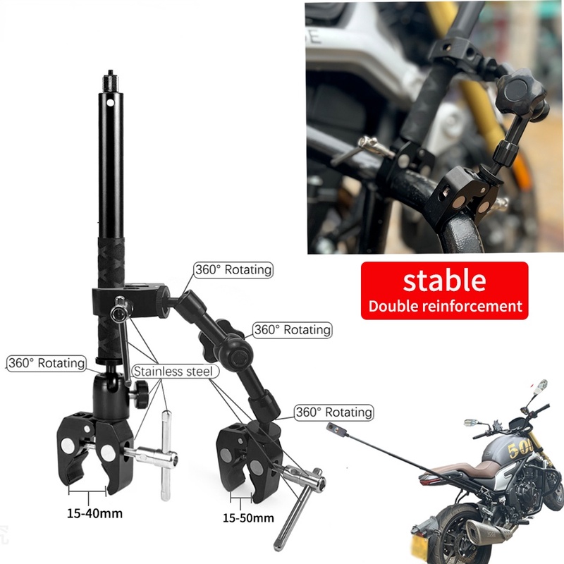 Motorcycle Bike Invisible Selfie Stick Monopod Handlebar Mount Bracket ...