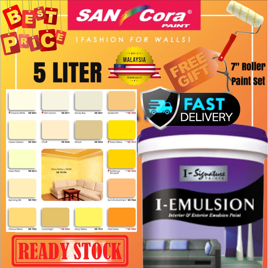 5 LITER SANCORA I-EMULSION INTERIOR AND EXTERIOR WALL PAINT /CAT DINDING DALAM DAN LUAR RUMAH ...