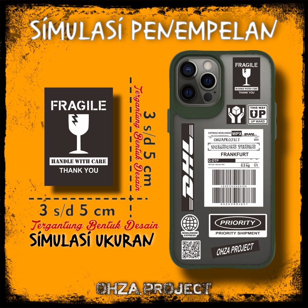 Vinyl AESTHETIC STICKER DHL FRAGILE BLACK EDITION STICKER HANDPHONE ...