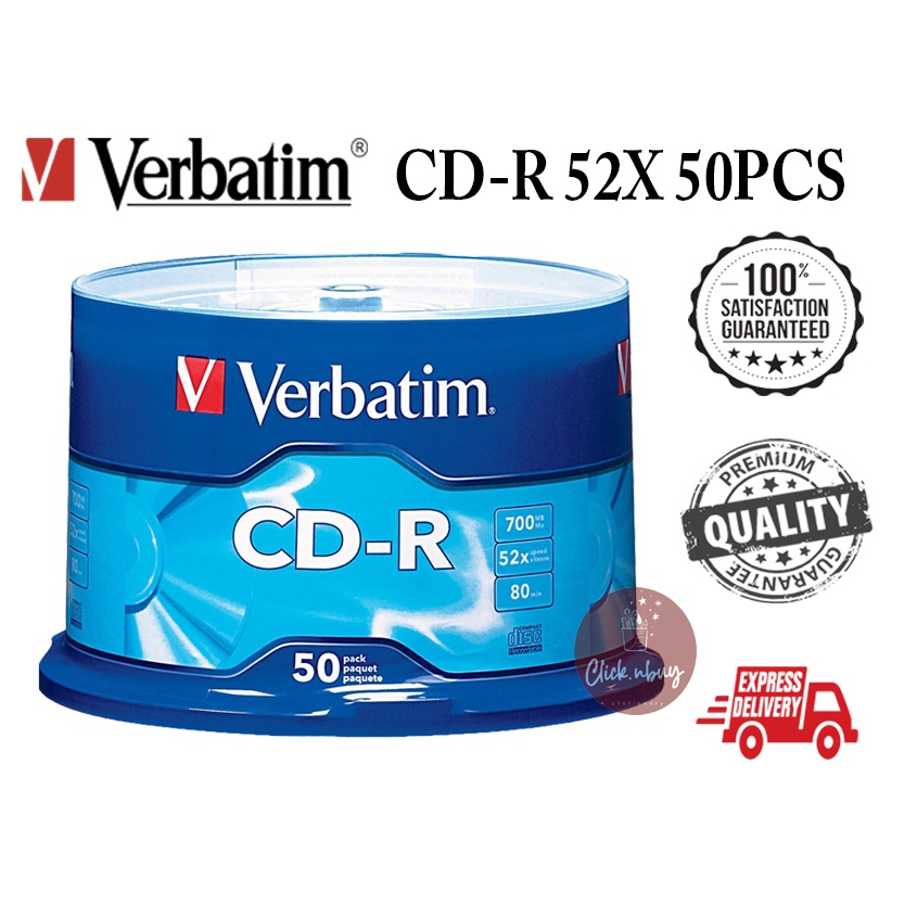VERBATIM BLANK DISC CD CDR CD-R 52X 700MB 80MIN 50PCS | Shopee Malaysia