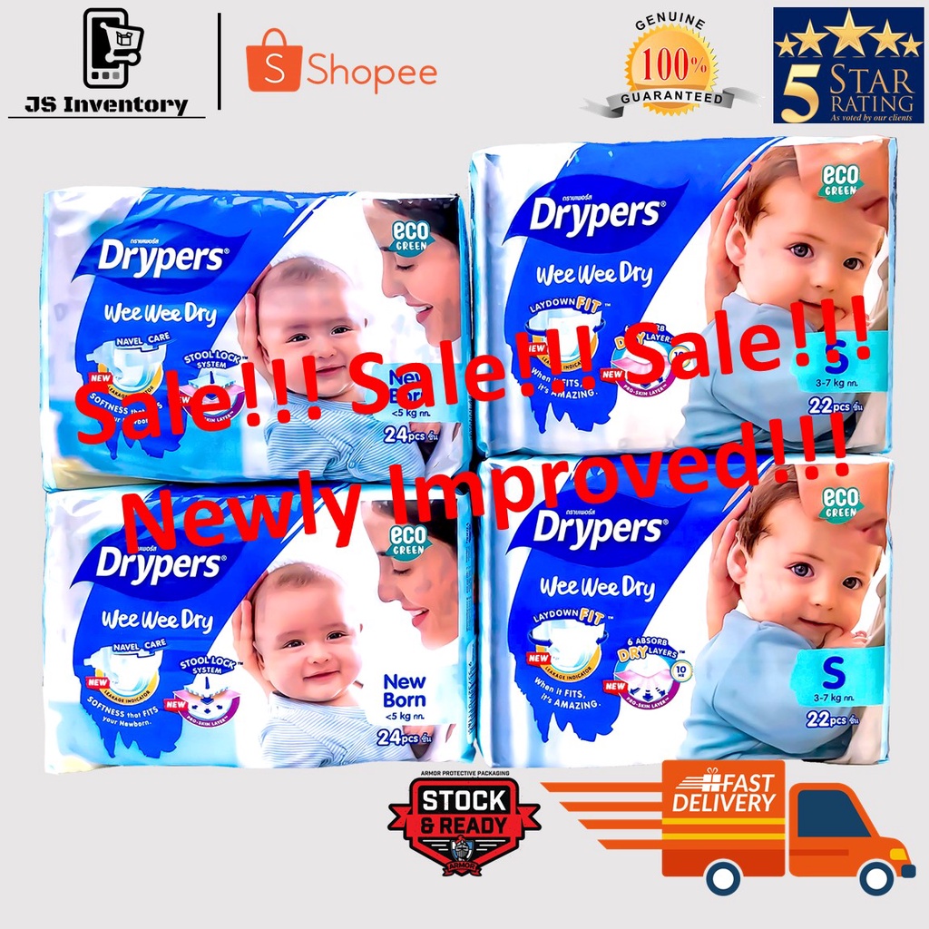 Drypers Wee Wee Dry NB24/S22*Ready Stock (1 Pack) | Shopee Malaysia