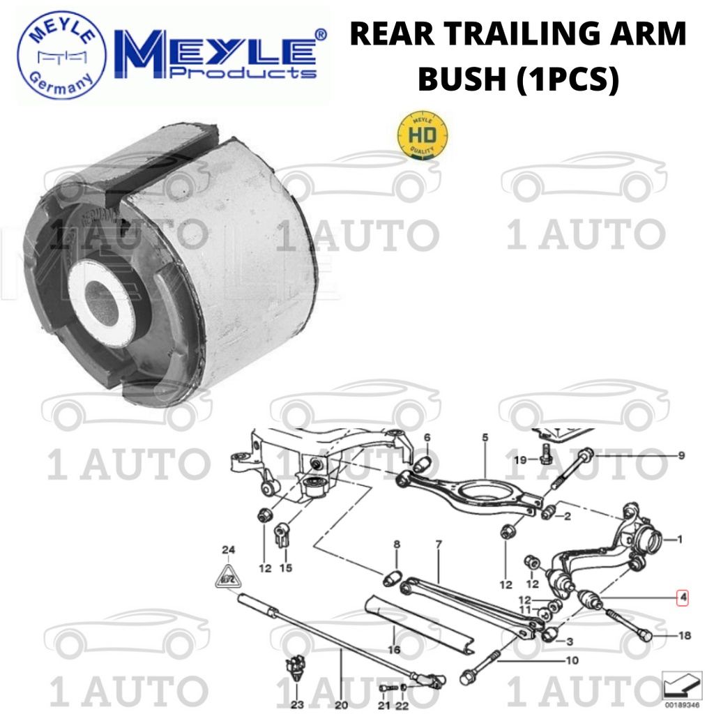 MEYLE GERMANY REAR TRAILING ARM BUSH BMW E36 E46 X3 E83 (1PCS) | Shopee ...