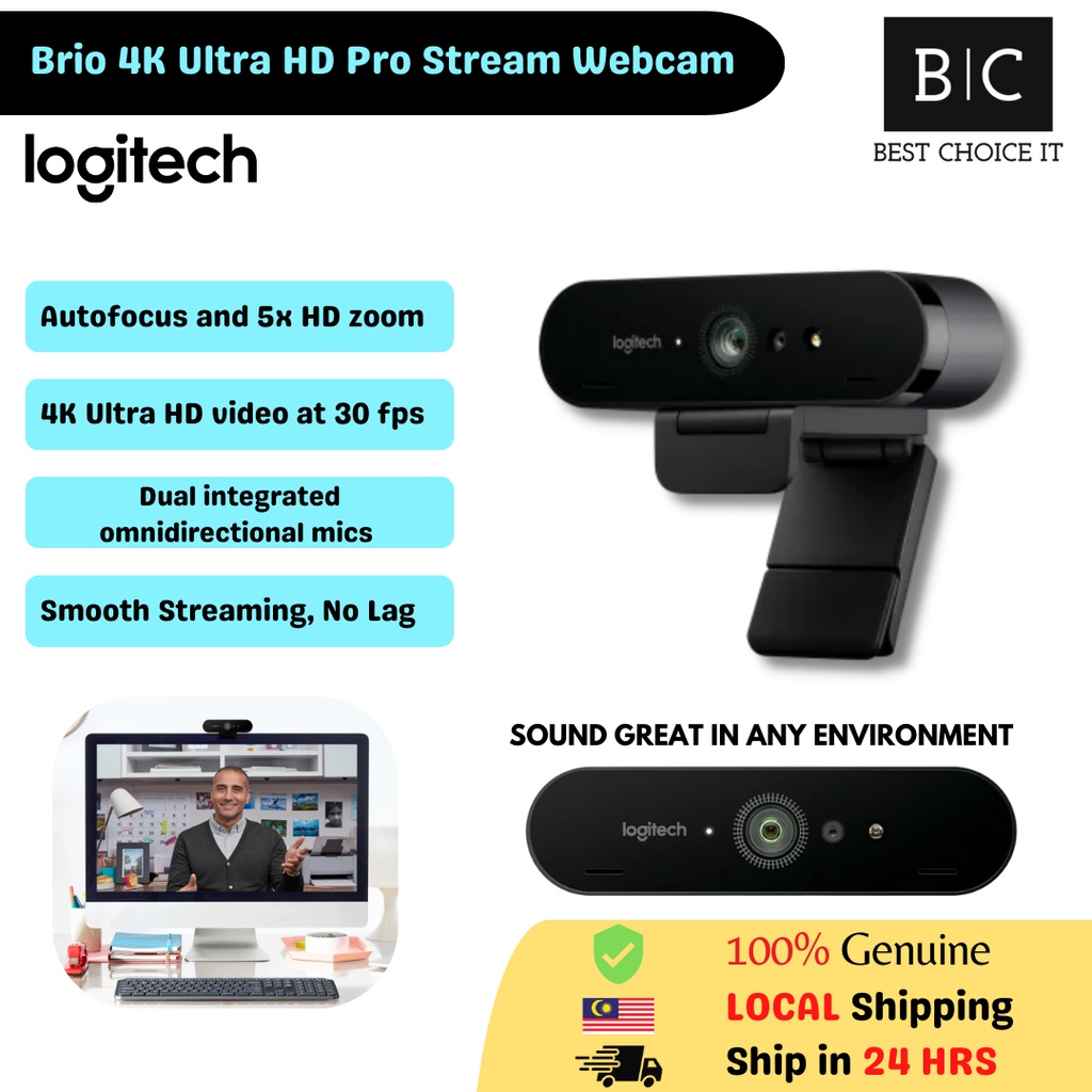 (Ready Stock) Logitech Brio 4K C1000E Webcam Premium 4K webcam with HDR ...