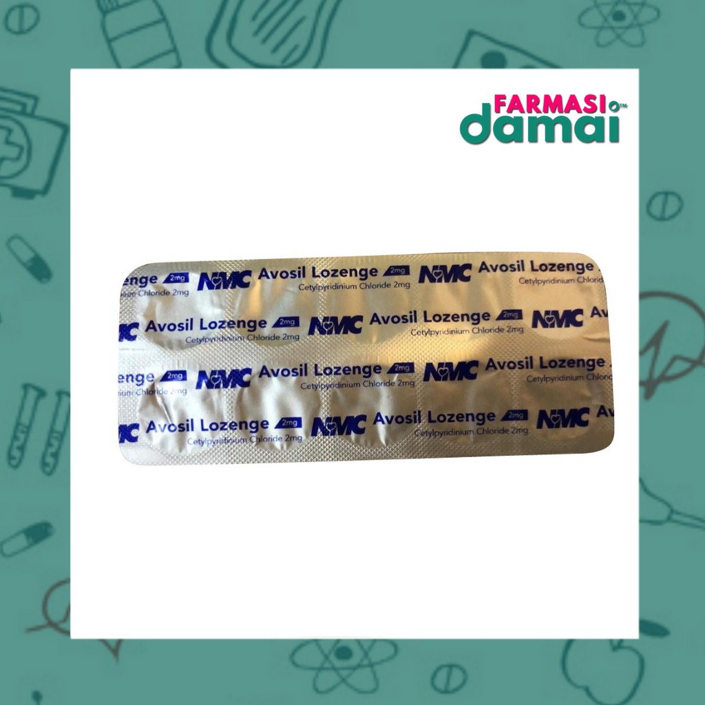 AVOSIL LOZENGES (CETYPYRINIDIUM CHLORIDE 2MG) 10 TABLETS/STRIP (exp:6/ ...