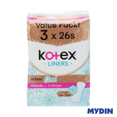 Kotex Liners Herbal Cool Regular (26's x 3 packs) | Shopee Malaysia