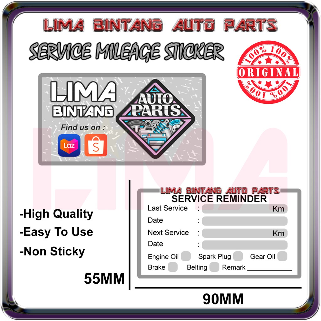 Car Maintenance Service Mileage Sticker Service Reminder Sticker Engine ...