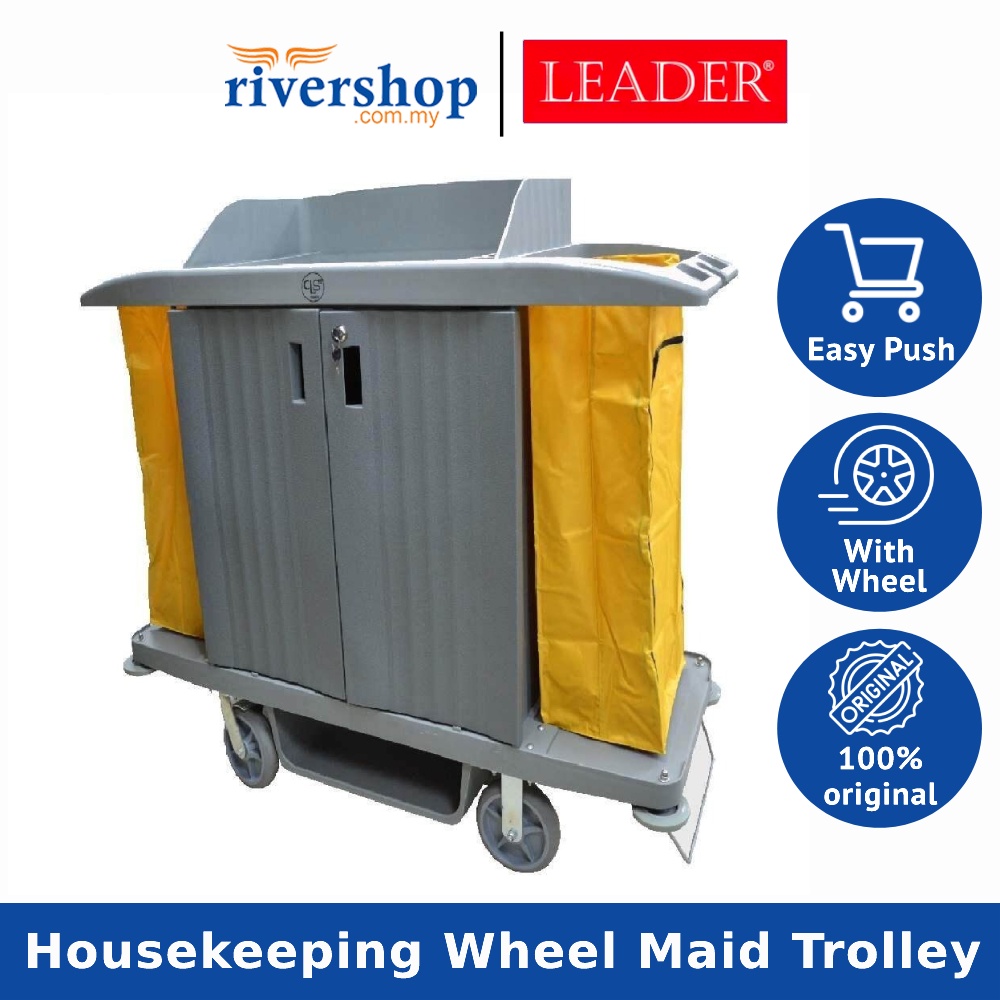 LEADER Housekeeping Trolley Janitorial Maid Trolley Plastic c/w Door ...