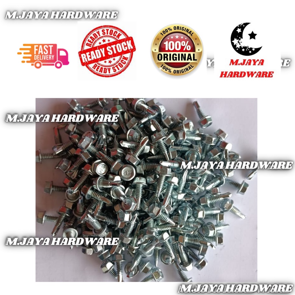 100, 250PCS MK 516 DSM-HO #10X5/8 ZPH SELF DRILLING SCREW / SKRU BESI C ...