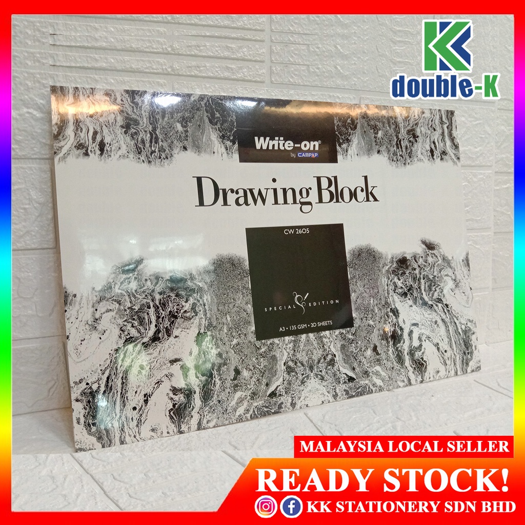 CAMPAP A3 Drawing Block CW2605, CW2606, CW2607 20's (135gsm/165gsm ...