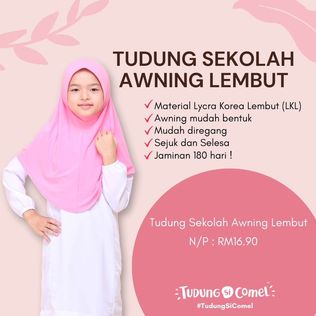 PINK Tudung Sekolah AWNING LEMBUT Tudung Si Comel TSC Tudung Budak ...