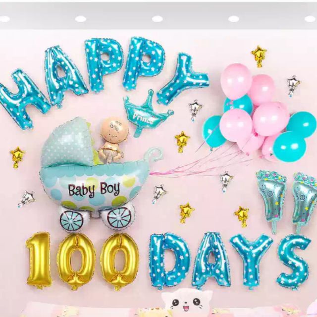 Happy 100 days birthday balloon party decoration set [READY STOCK ...