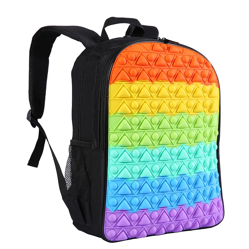 Real Rainbow POP It Backpack Fidget Toys Color Push Bubble Boy Girl ...