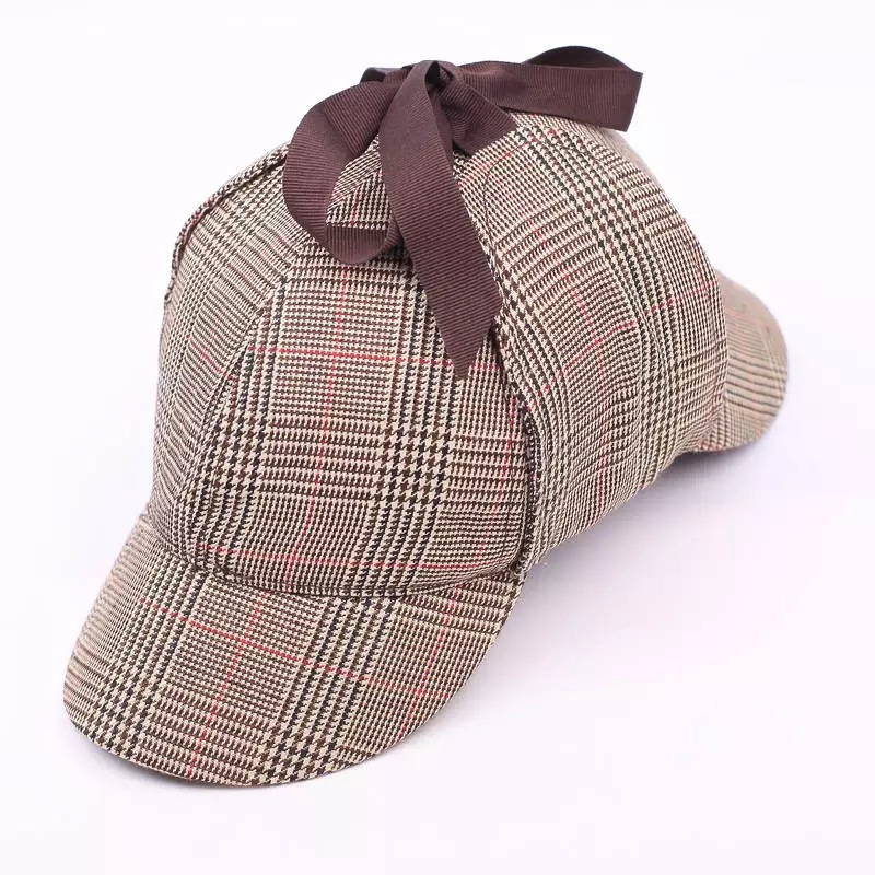 Sherlock Men Cap With Ear Flaps Women Sherlock Holmes Hat Deerstalker ...