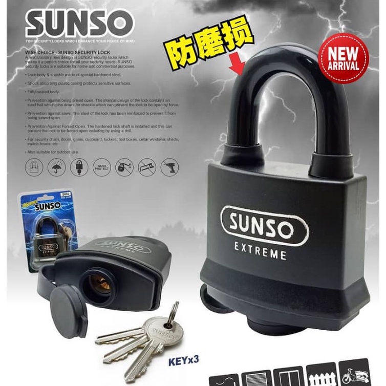 Sunso 55mm Padlock Weather Resistant Heavy Duty Plastic Coated Padlock ...