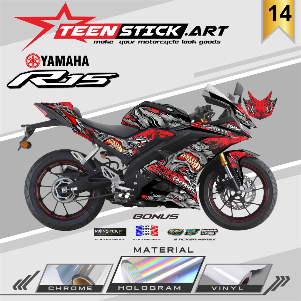 Striping R15 V3- Striping Hologram Chrome Vinyl UV Transparent Yamaha ...