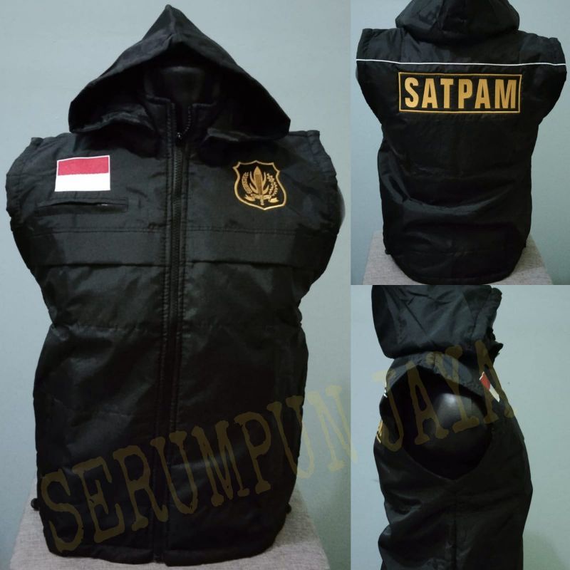 HITAM Black Yellow LOGO Security Guard Vest - FULL Embroidery Parachute ...