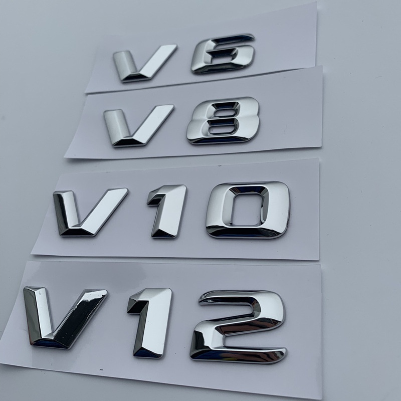 Zinc Alloy Metal 3D Engine Displacement Car Badge Decal Chrome V6 V8 ...