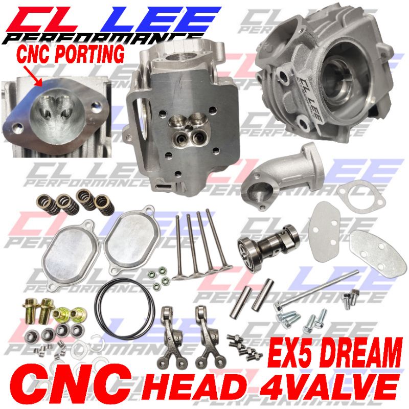 HEAD EX5 DREAM 4 VALVE 17 19 MM CNC PORTING WAVE 100 EX5 CLASS 1 CL LEE ...