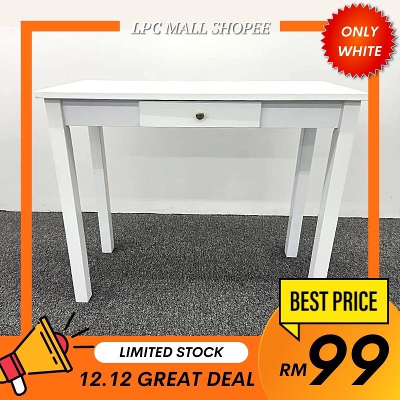 LPC MALL 1636 Console Table 3ft 1 Drawer Black White Oak Meja Console ...