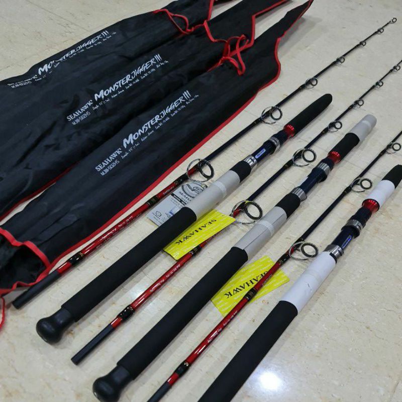 Seahawk monster jigging- lll(black red)-ll(black blue) solid carbon rod ...