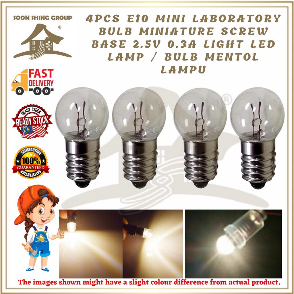4PCS E10 Mini Laboratory Bulb Miniature Screw Base 2.5V 0.3A Light Led ...