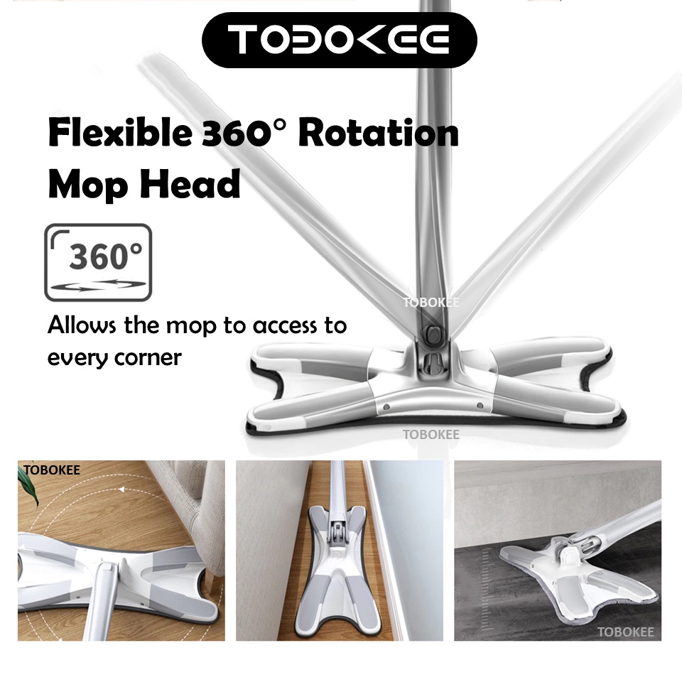 Most Trendy X-Shape Self-Twisting Lazy Mop with Microfiber Pad Mop ...