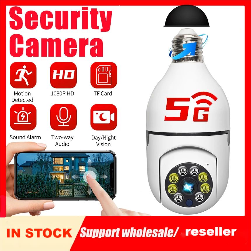 5MP E27 Bulb CCTV Wireless Outdoor Waterproof 360 Auto Tracking 360 5G ...