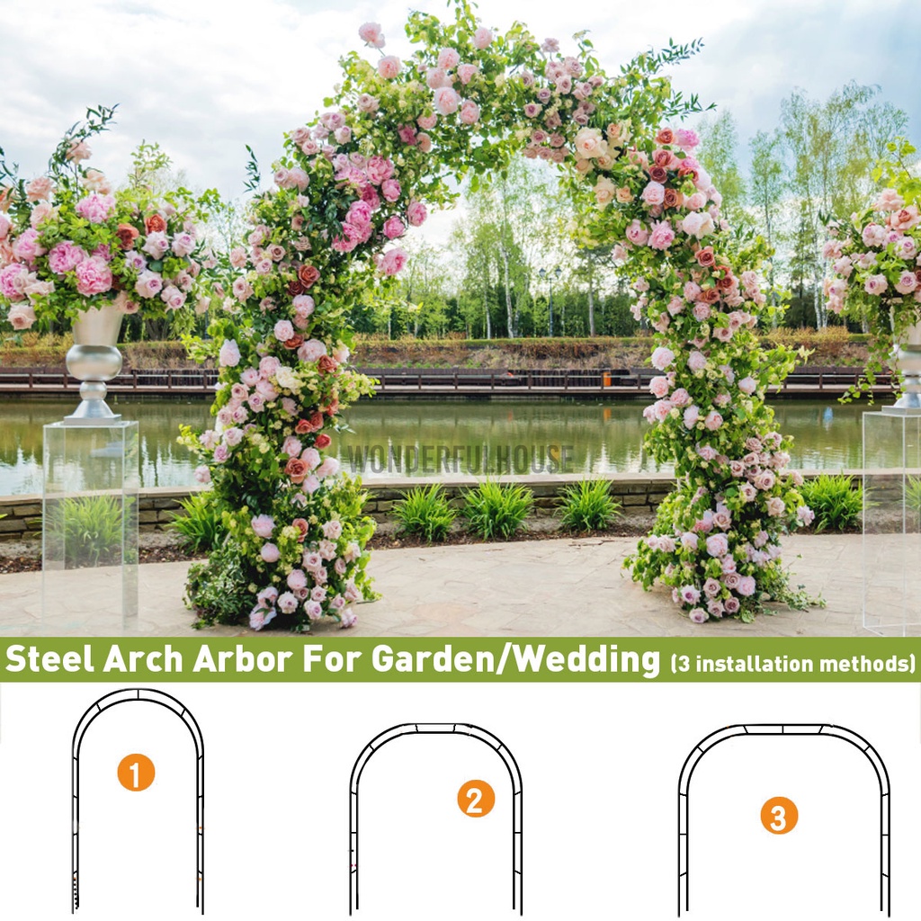 Garden Steel Arch Arbor For Wedding Outdoor & Indoor Party Elegant ...