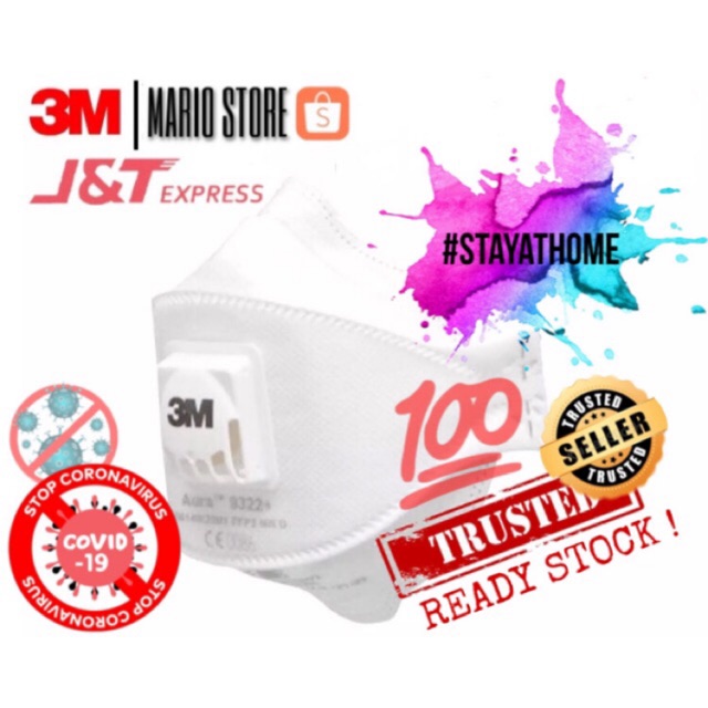 3M AURA PARTICULATE RESPIRATOR 9322 MASK DUST FUME RESPIRATOR ORIGINAL ...