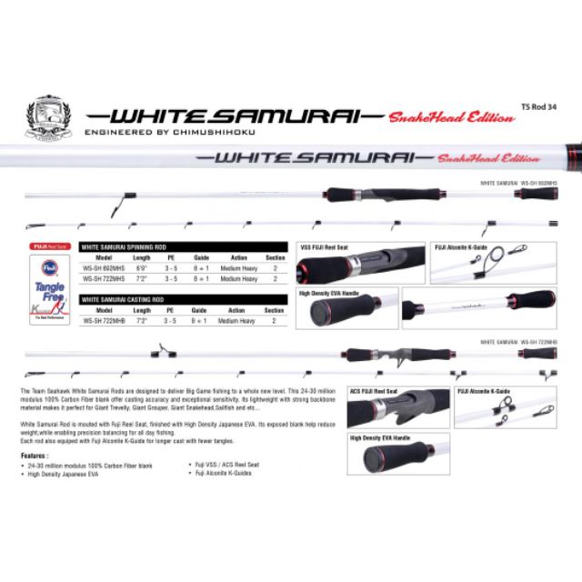 Team Seahawk White Samurai Fishing Rod-SnakeHead Edition | Shopee Malaysia